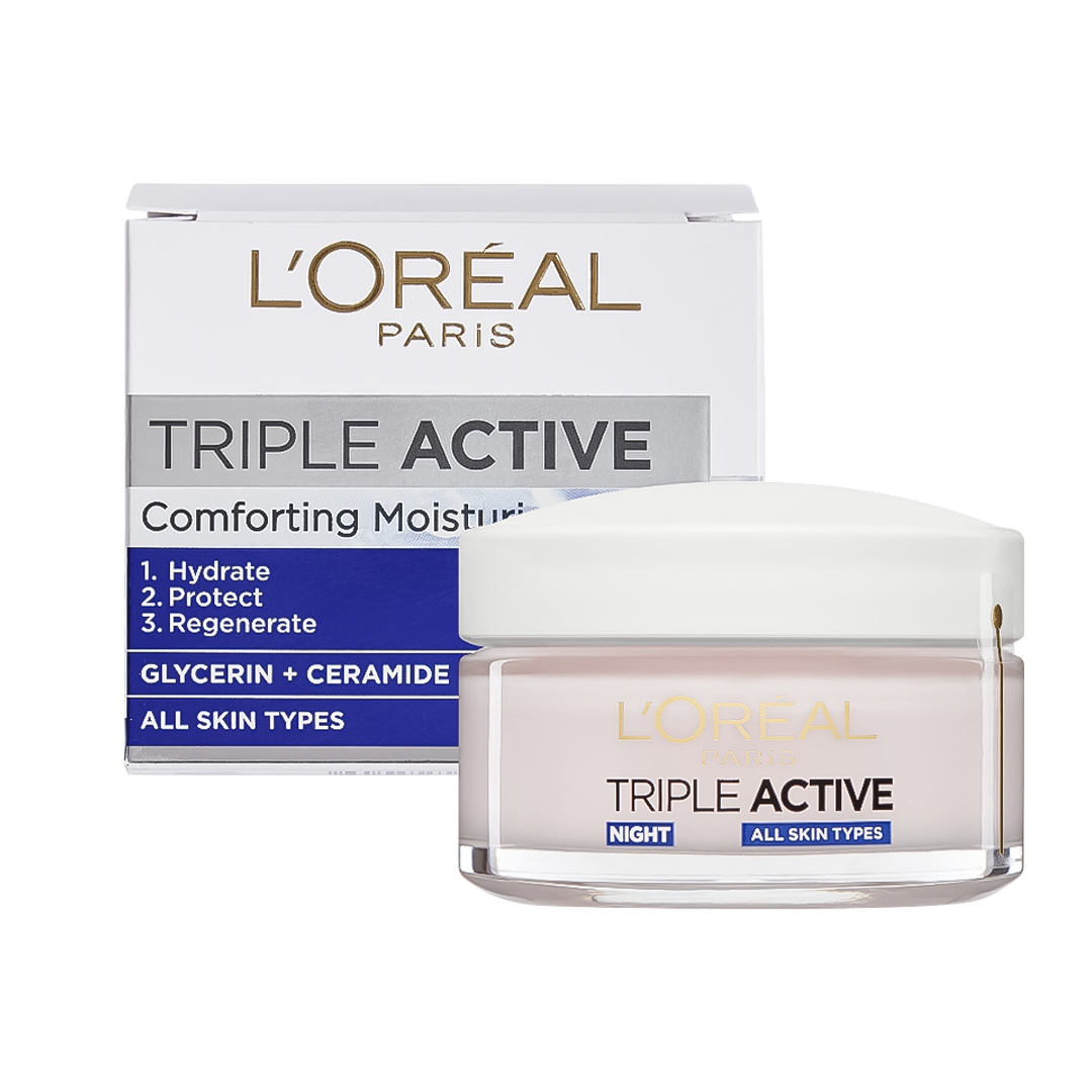 L'oreal Triple Active 24Hr Comforting Moisturiser Night Cream - 50ml ...
